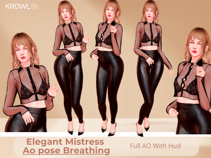 Second Life Marketplace - [ KROWL ] Elegant Mistress - Hud Ao Bento Pose Breathing